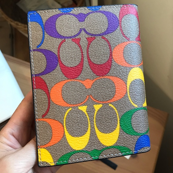 Coach | Accessories | Coach Passport Case In Rainbow Signature Canvas ...